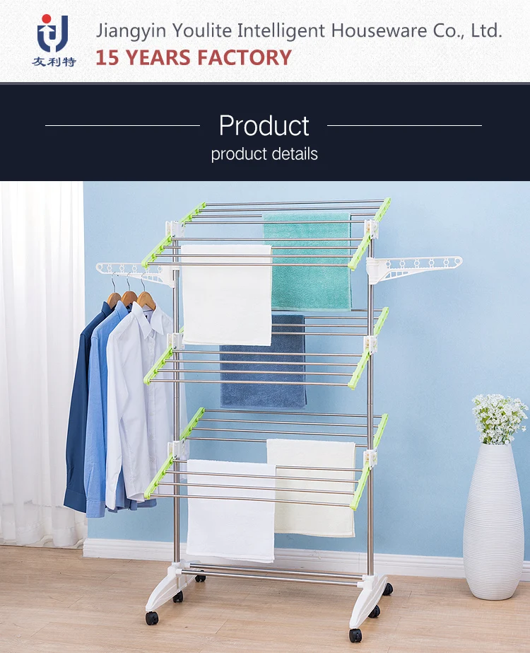 Folding Heavy Duty Three Layer Clothes Rack by YOULITE