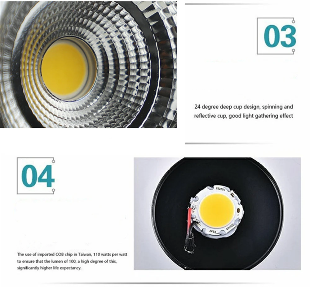 High Lumen Recessed LED Downlight - Triple Cob 3x15w Grille
