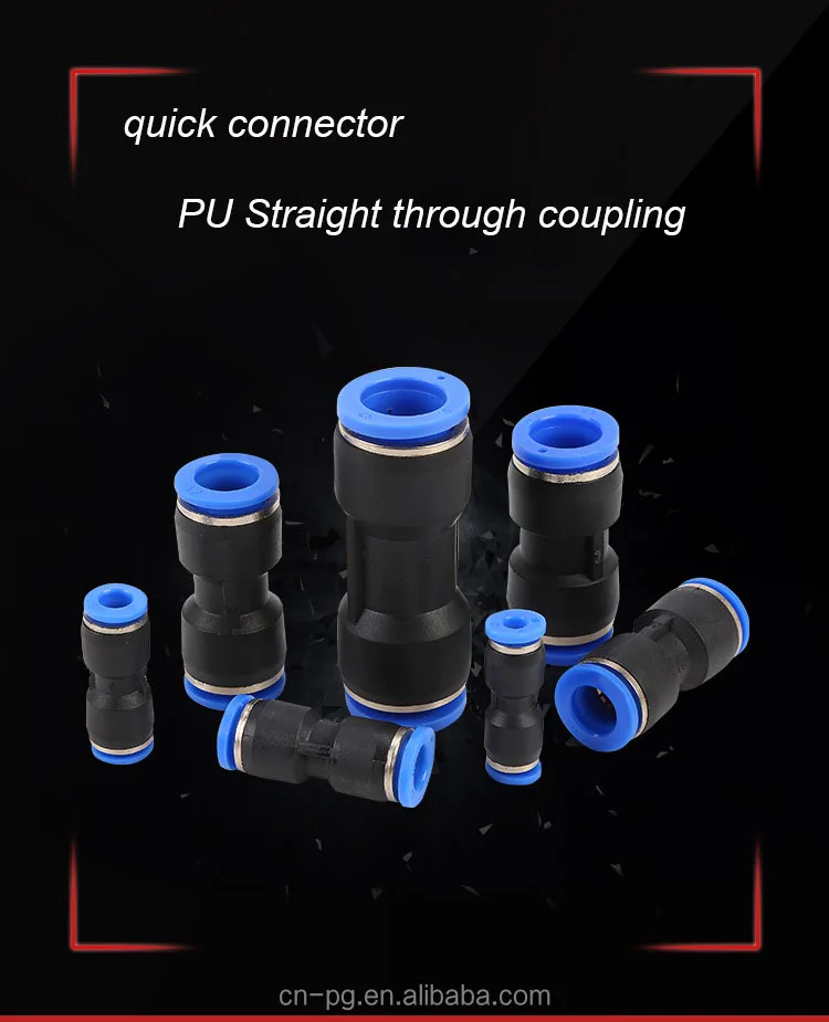 Wholesale Pu Plastic Straight Air Hose Quick Connect 2 Way Air Fittings ...