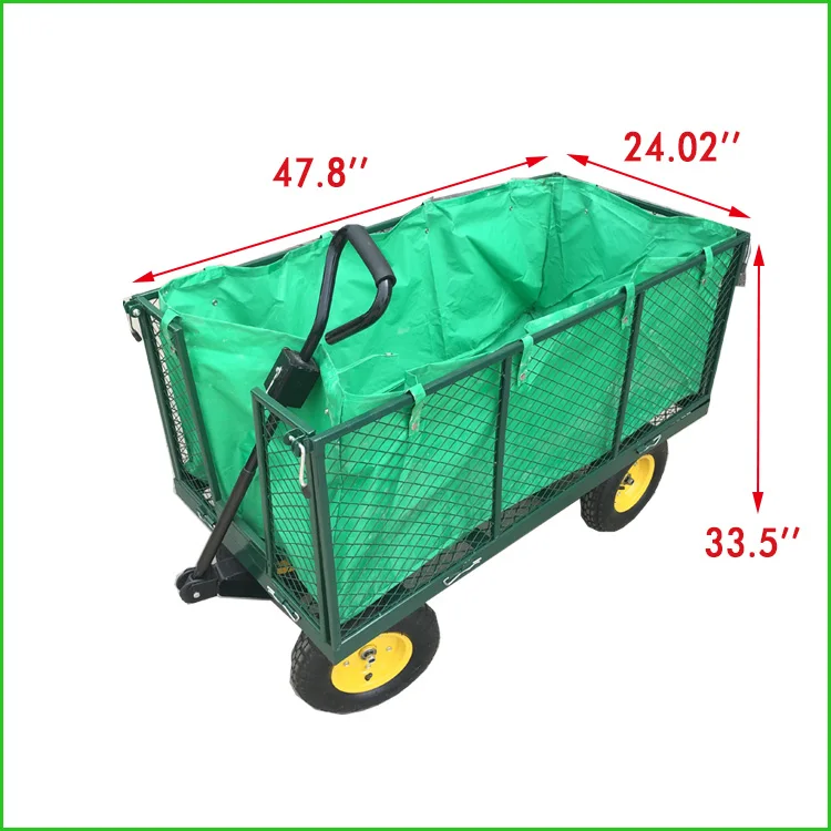 Steel Wire Mesh Metal Folding Garden Wagon With Waterproof Cloth - Buy ...