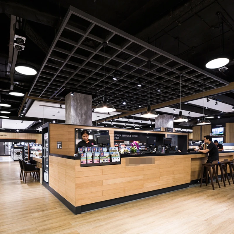 Lux Customized Simple Wooden Cafe Counter Design Coffee Shop Display ...