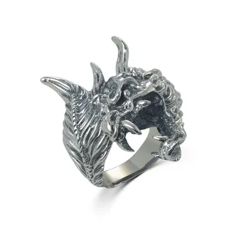 Authentic 925 Sterling Silver Dragon Rings For Men With Garnet Natrual ...