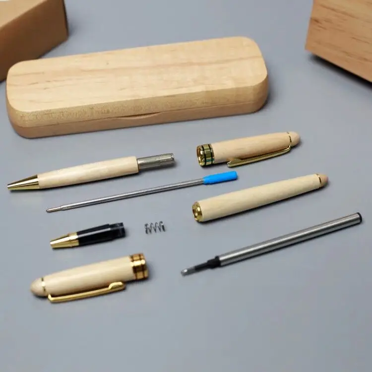 Personalized Wood Ballpen In Box Wood Box Silver Trim Black Blue Ink ...
