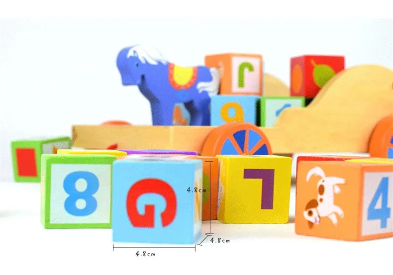 Wooden Educational Building Arabic Alphabet Blocks Bolcks Carriage Toy ...