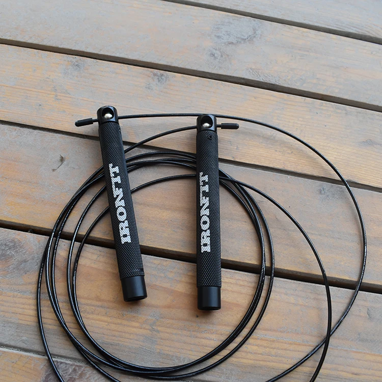 Black Speed Jump Rope With Adjustable Cable Contoured Ball Bearing ...