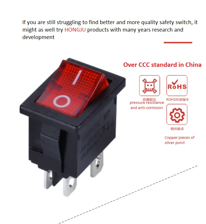 6a 250vac 10a 125vac Rocker Switch T85 Stitch Terminal - Buy Rocker ...