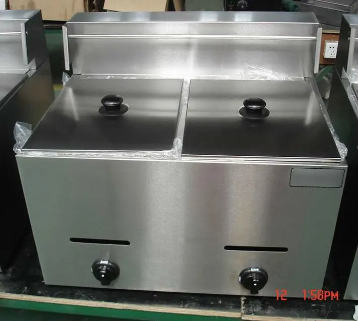Commercial Countertop Gas Fryers Double Tank Lpg Gas Chips Deep Fryer ...