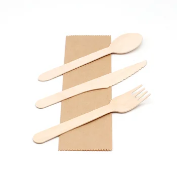 Wooden Cutlery Set Pack With Craft Paper Bag - Buy Individual Cutlery ...