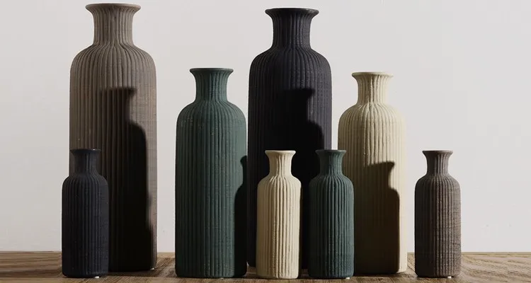 Color Glazed Ceramic Stoneware Simple Modern Style Vase For Home Hotel ...