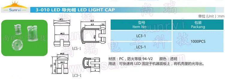 5mm Pc Material Plastic Transparent Led Lens Cap Clear Model Lhek26-501 ...