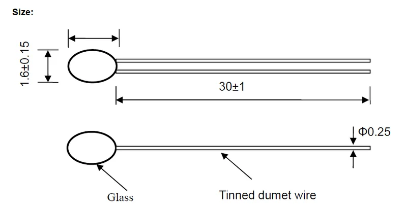 Chip in Glass NTC Thermistor for Rice Cooker - 4300B