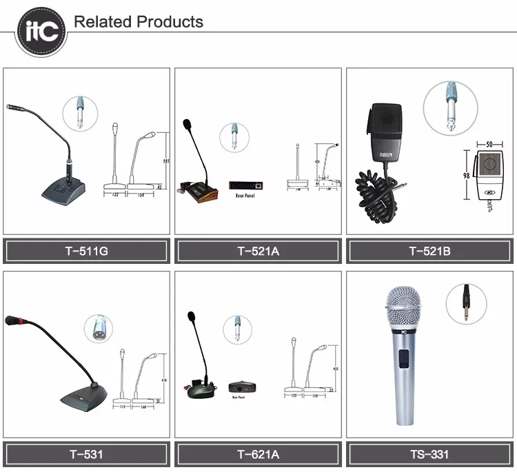 ITC T-511C PA System Desktop Broadcast Gooseneck Microphone