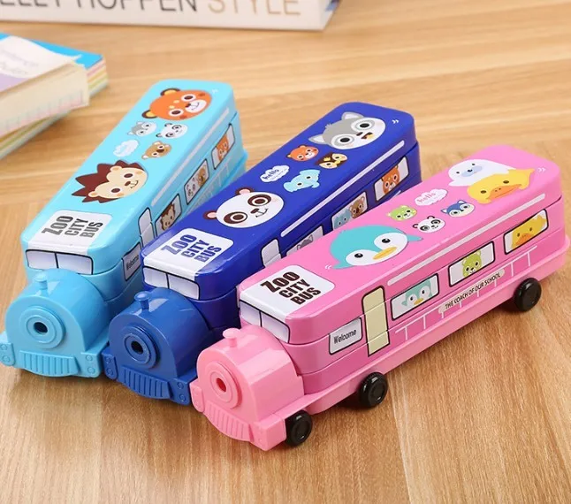 Novelty Tin Box Train Shaped Pencil Box Three Layers For Students - Buy ...