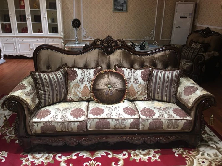 Antique Sofa Set Design for Living Room WA533 - Solid Wood Frame ...