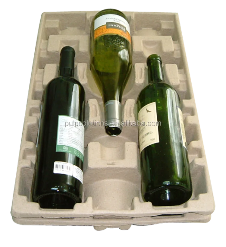 Biodegradable Pulp Molded Eco-friendly Recycle Wine Bottle Shipper Pulp ...