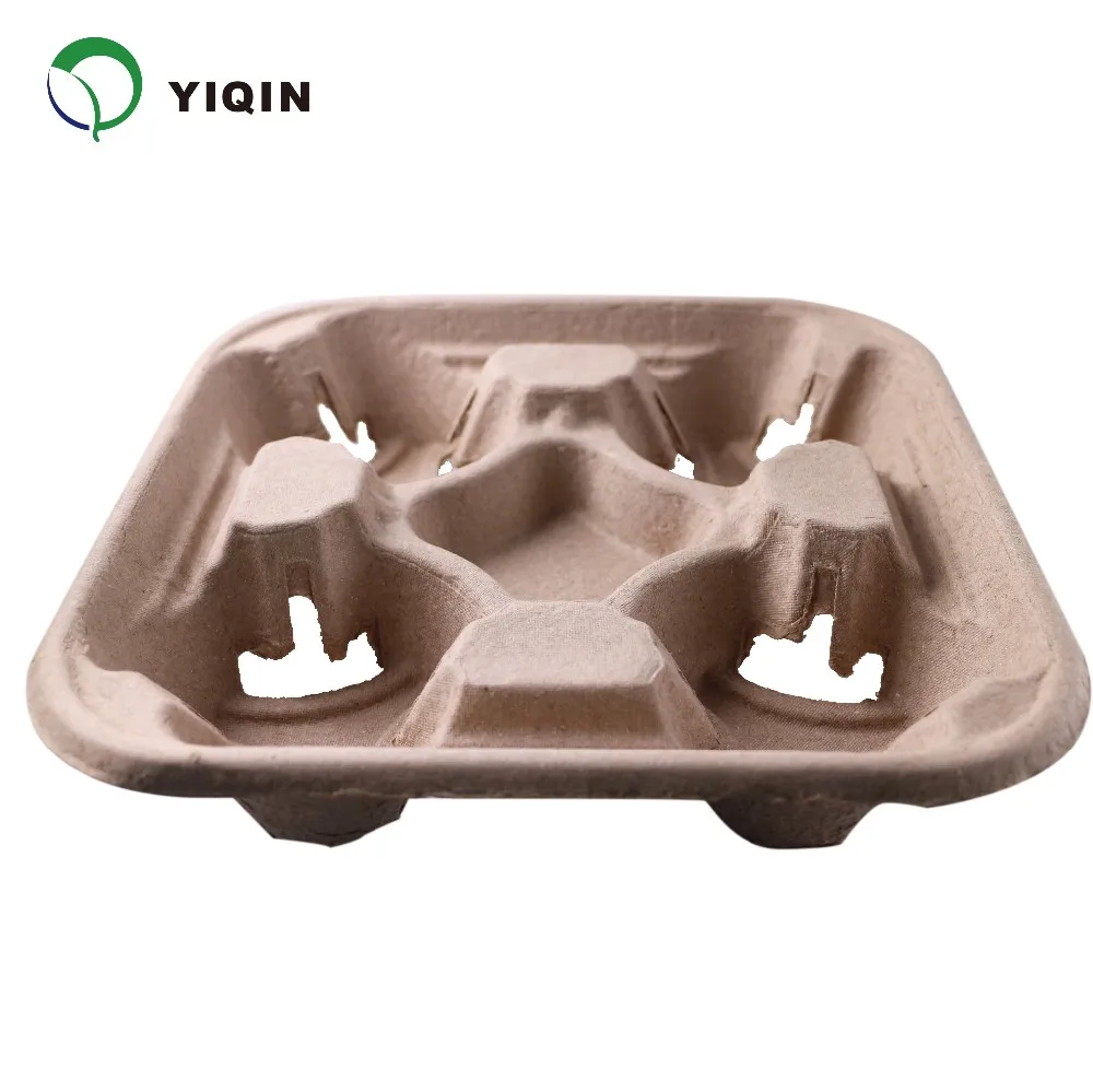 100% Biodegradable Disposable Eco Cup Holder Cup Carrier Paper Pulp Cup ...