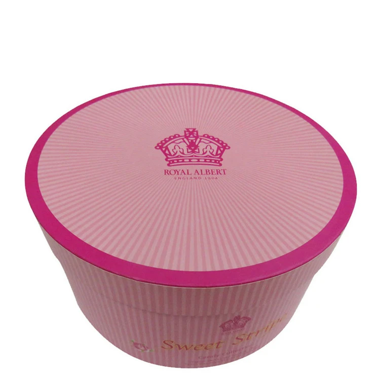 Wholesale Round Cardboard Packaging Tiara Boxes - Pink