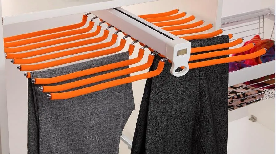 Top Mounted Pants Racks - Soft Close for Wardrobe Organization
