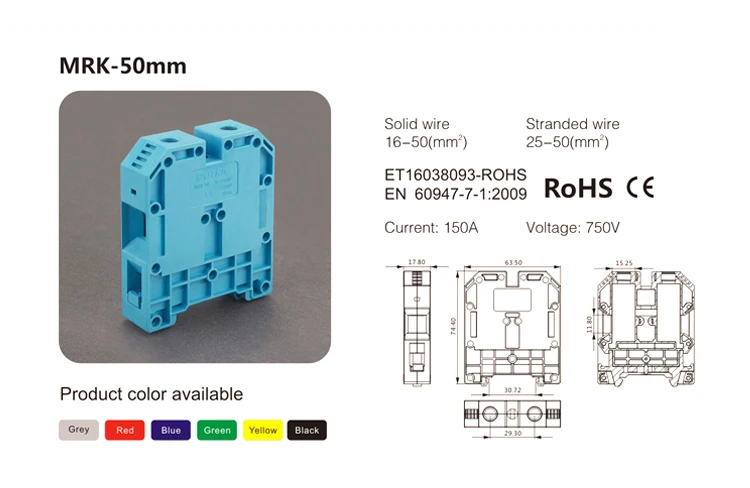 Same As Klemsan 50mm Terminal Block - Buy Terminal Block,Terminals ...