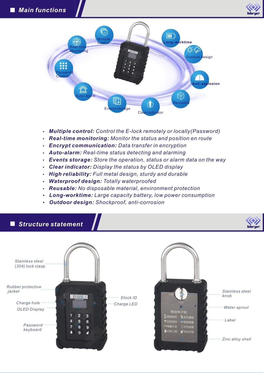 Container Seal Gps Logistics Tracker Padlock Gps Lock Smart Password ...