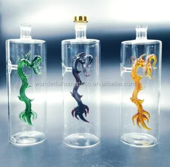 Handmade Dragon Inside Wine Vodka Bottle /700ml Glass Vodka Wine Bottle ...