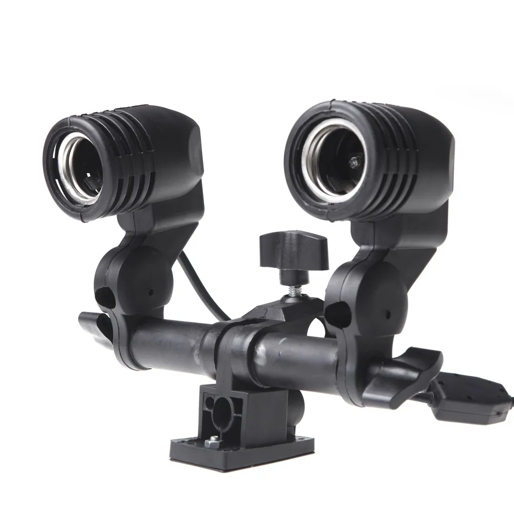 Studio Dual Twin Lamp Bulb Holder E27 Socket Slave Swivel Bracket Light ...