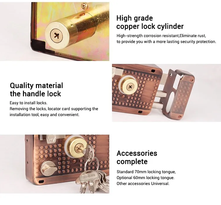Aluminum Sliding Rotating Mortise Lock Bonnet Open Rim Lock For Gate ...