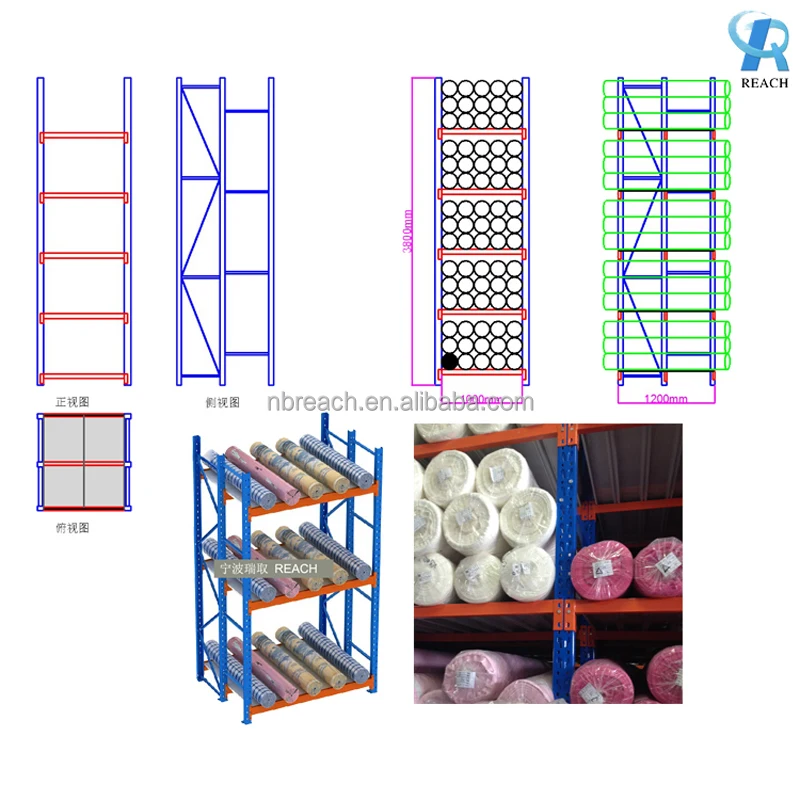Multi-nivel de acero rollo de tela de rack de almacenamiento de tela ...