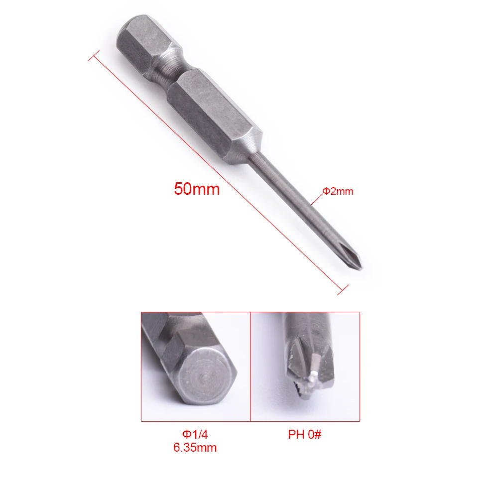 Phillips Head Ph0 50mm Length Screw Driver Bits 6.35 Shank Screwdriver ...