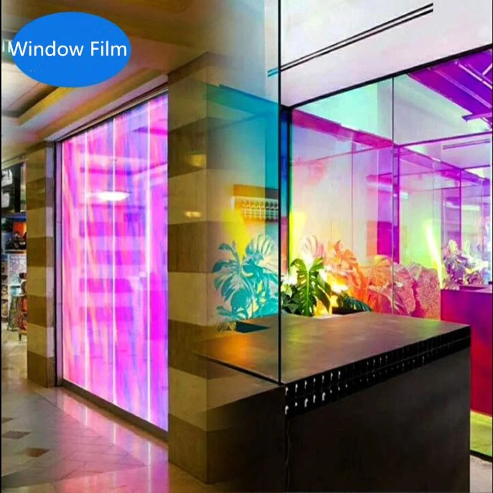 Self Adhesive Durable Sun Control Glass Dichroic Iridescent Window Film ...