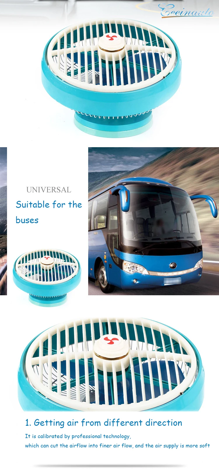 Deluxe Ceiling Box Fan Rotating Front Guard 12 Inch 24v Bus Ceiling Fan ...