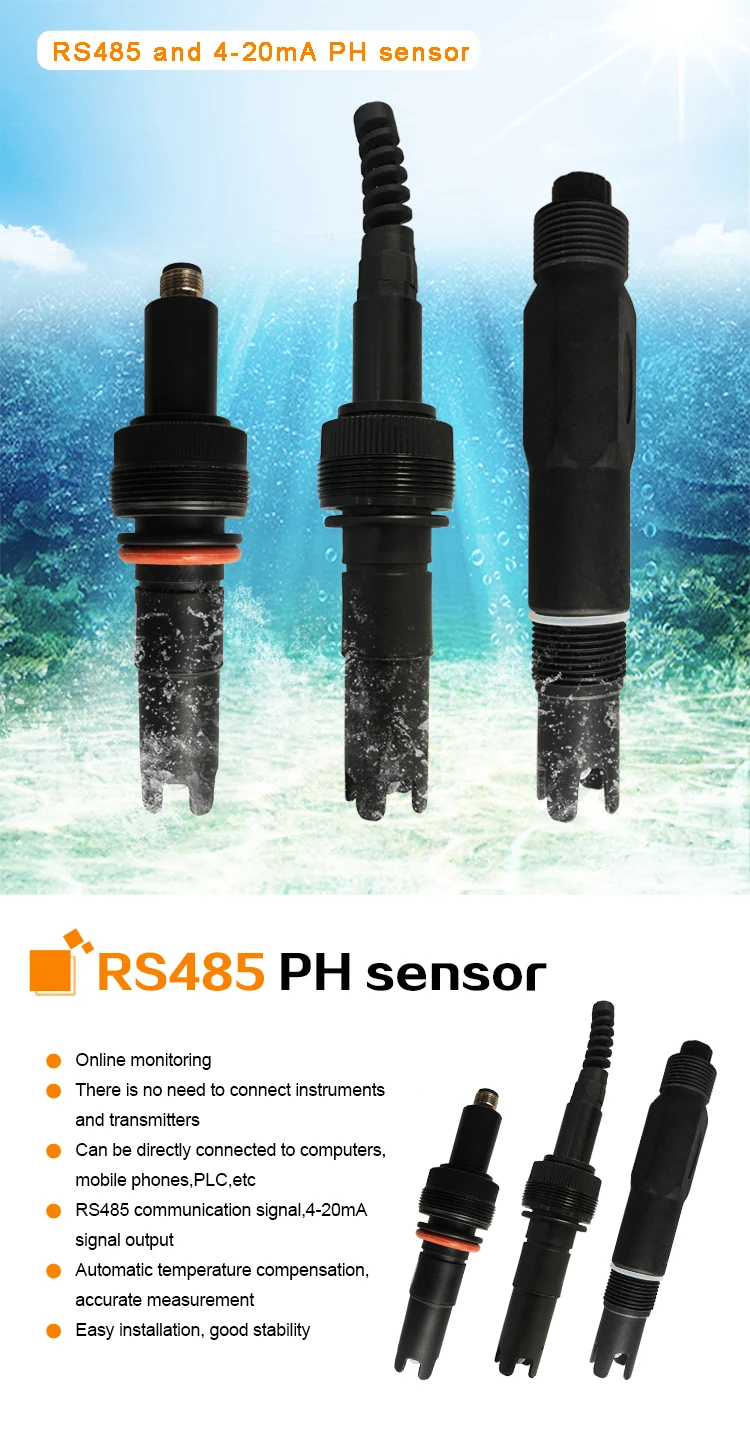 Digital Ph Tester Ph Sensor Rs485 Ph Electrode 4 20ma Output For Water ...
