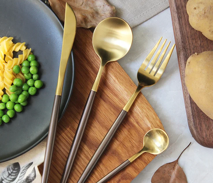 Luxury Gold Plated Cutlery,Wedding Gold Flatware,Matt Gold Plated ...