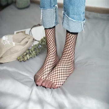 Girls Fishnet Ankle High Socks Lady Mesh Lace Fish Net Short Socks ...