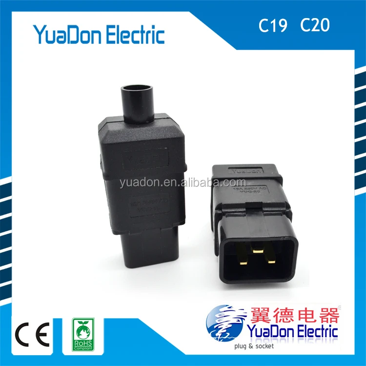 16a/250v C19 C20 Power Adapter Plug Rewireable Male Connector Socket ...