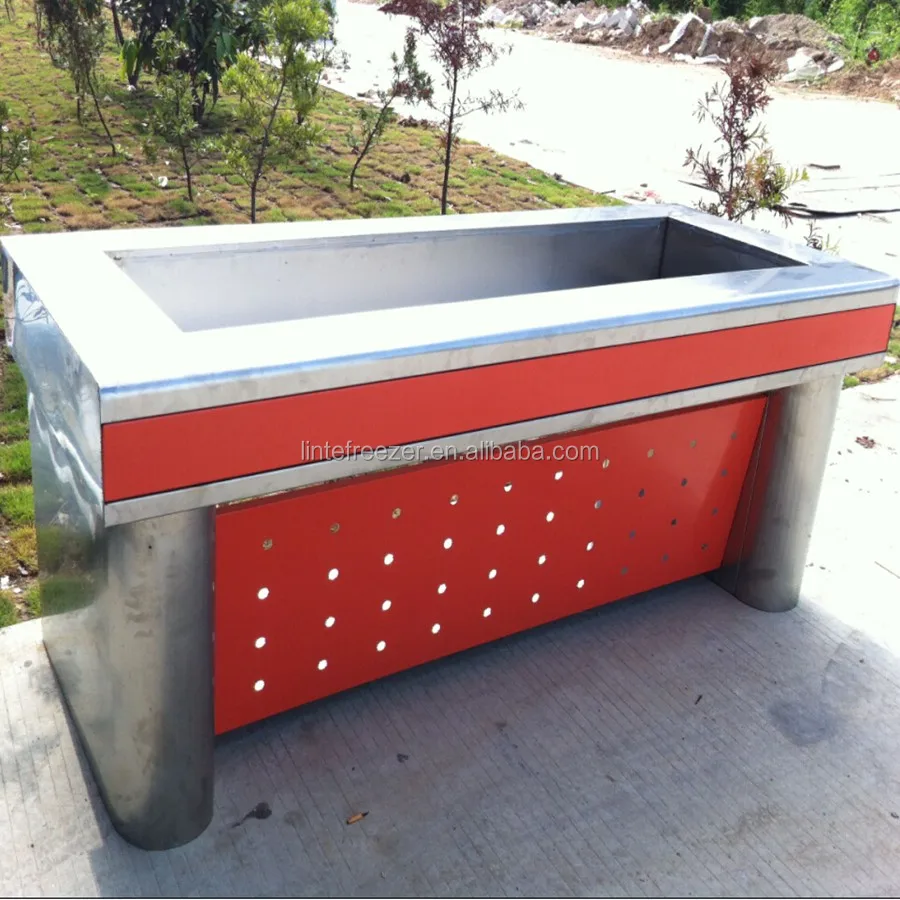 Lintee Stainless Steel Ice Fresh Fish Refrigerated Table Top Fish ...