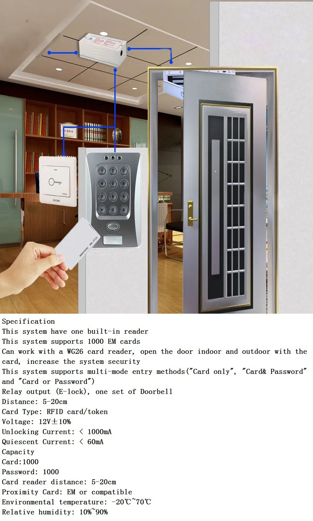 Rfid Card Reader Password Keyboard Controller Single Door Security ...
