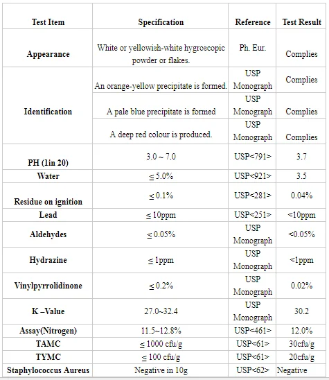 Usp Ep Grade Pvp K30 Solubility Pharmaceutical Grade Povidone K30 Cas ...