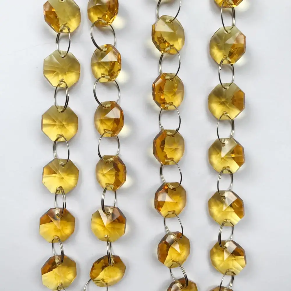 14mm Yellow Crystal Octagon Beads Garland String For Christmas ...