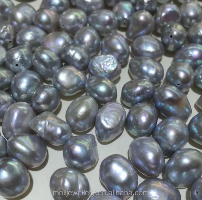 Dyed Grey Color 11-13mm Baroque Freshwater Cultured Loose Pearls For ...