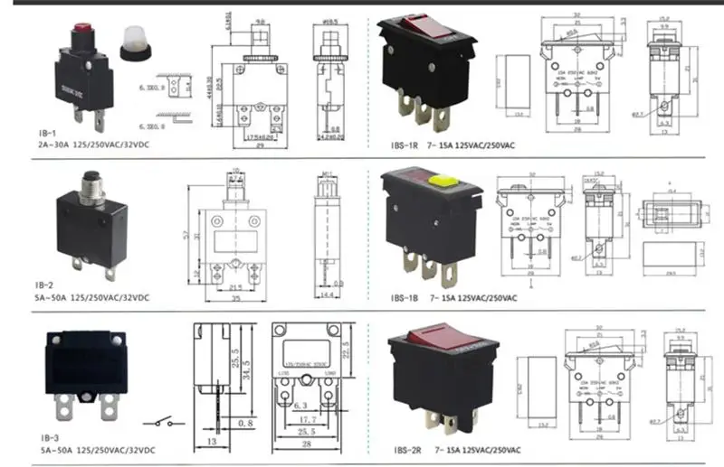 Rocker Switch Overload Protector Two In One Switches 10a 250vac,15a ...