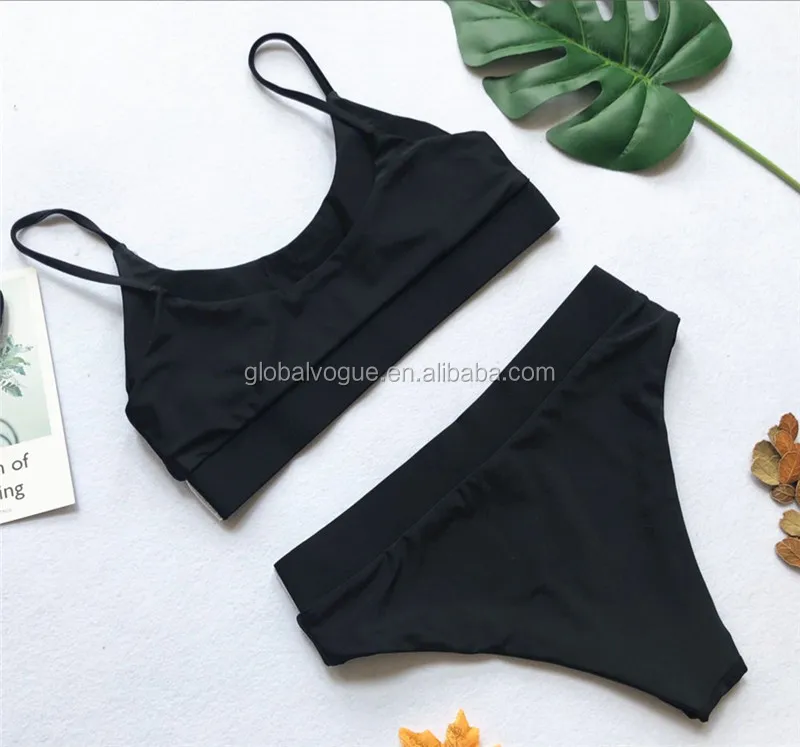 2018 Sexy High Waist Bikini Split Swimsuit Ladies Sequins Solid Color