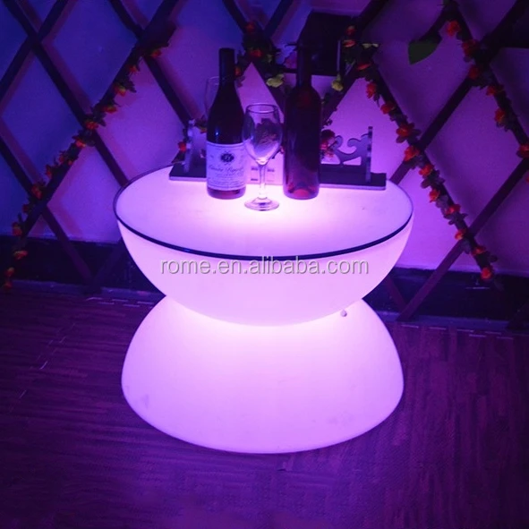 Glowing Colorful Led Light Up Little Short Bar Table Led Round Coffee ...