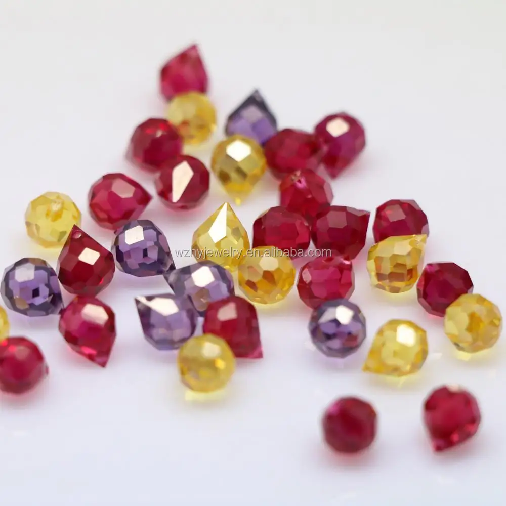 Briolette Faceted Cut Teardrop Synthetic Ruby Beads For Jewelry Making ...