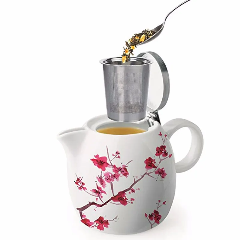 Cherry Blossom Ceramic Flower Tea Pot - Sustainable & Stylish