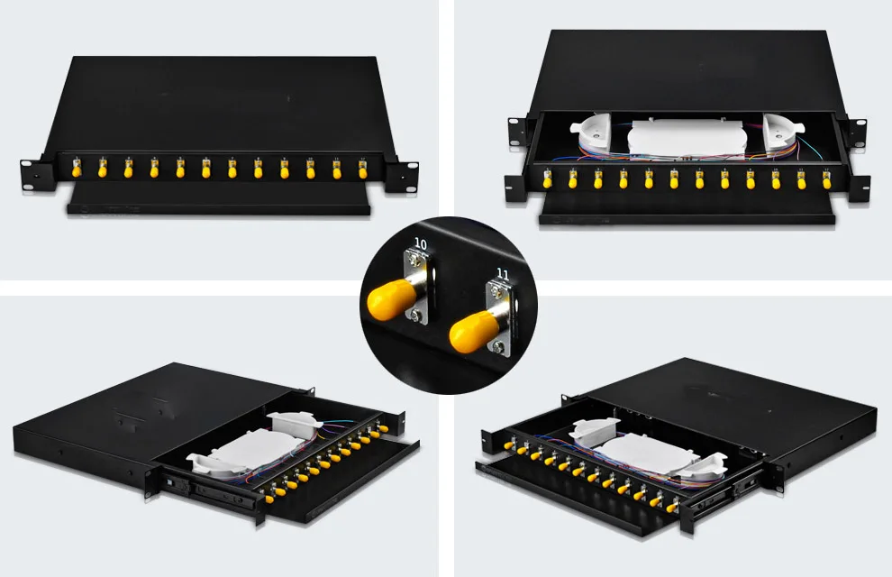 32 Port SC/APC Sliding Fiber Optic Patch Panel with 2 Splice Tray