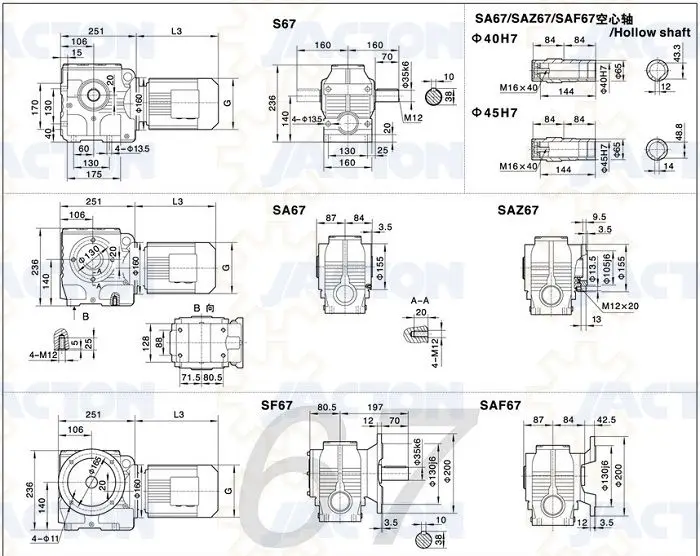 S67 Sf67 Sa67 Saf67 S Series Foot Mounted Helical Worm Gear Reducer 0 ...