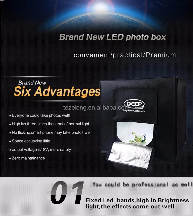 DEEP LED Professional Portable Softbox - Mini Photo Studio