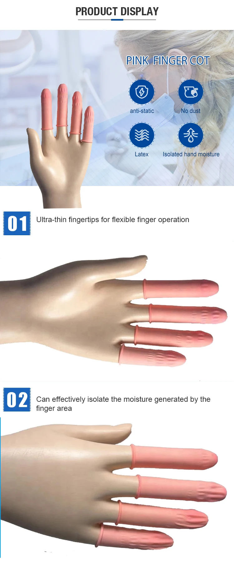 Esd Workshop Natural Latex Anti-static Pink Finger Cot - Buy Pink ...