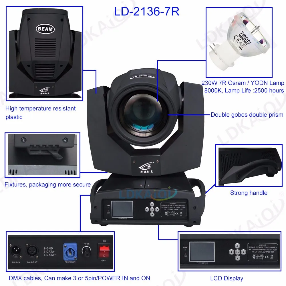 230w Sharpie 7r Beam Moving Head Light Double Prisms Double Gobos 7r ...